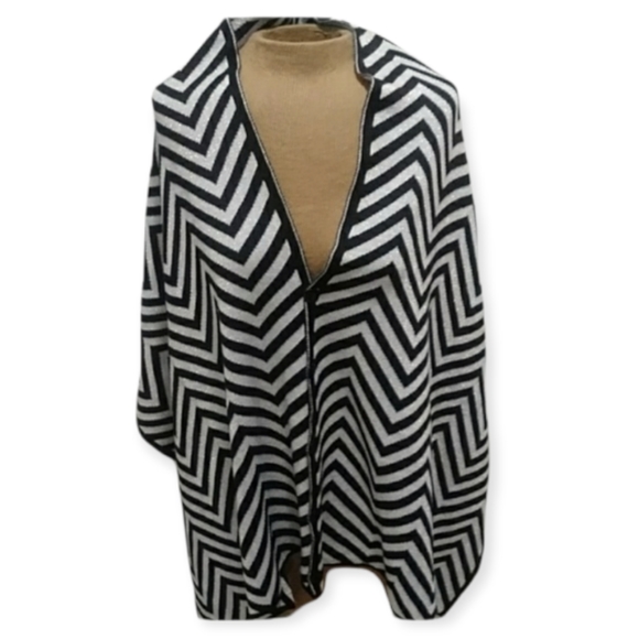 Sweaters | Gorgeous Striped Cape In Black White | Poshmark